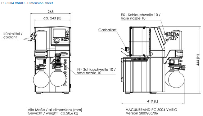 Vacuubrand PC 3004 VARIO® Chemistry Diaphragm Dry Pumping Unit, CVC ...